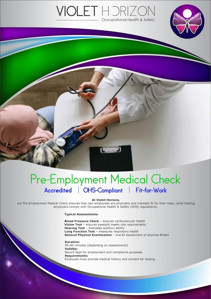 Pre-Employment Medical Check - Violet Horizon